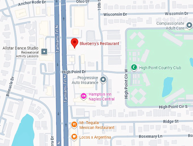 16. blueberry's restaurant map