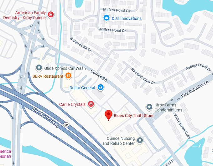 16. blues city thrift store map