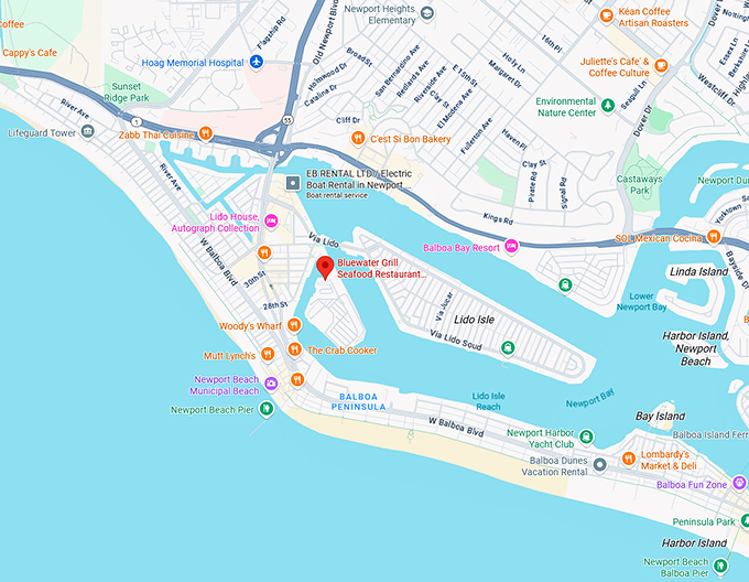 16. bluewater grill seafood restaurant newport beach map