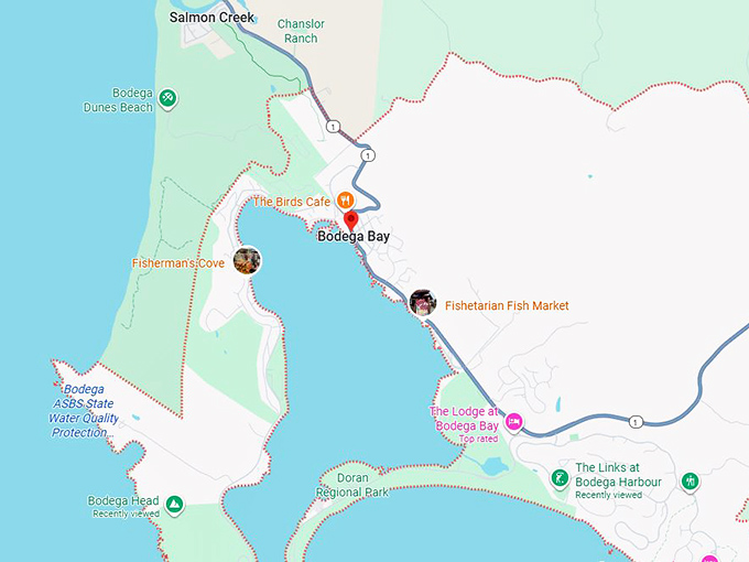 16. bodega bay ca map
