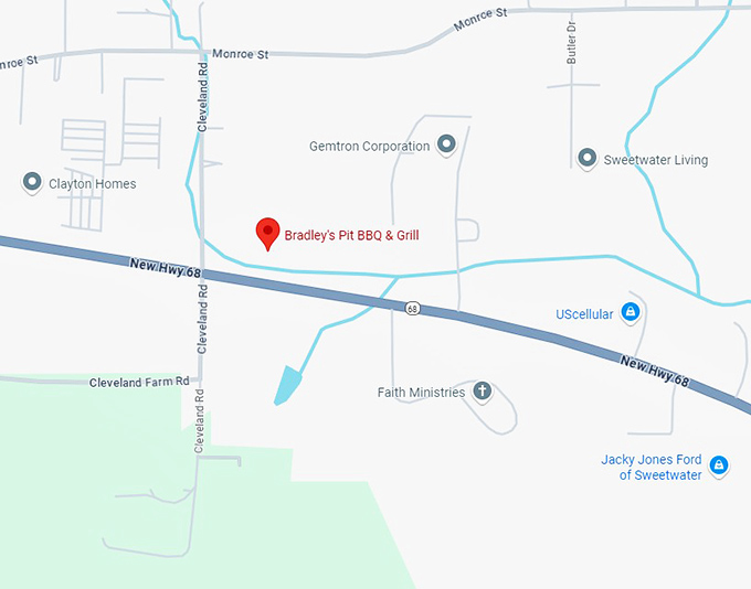 16. bradley's pit bbq & grill map