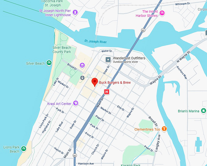 16. buck burgers & brew map