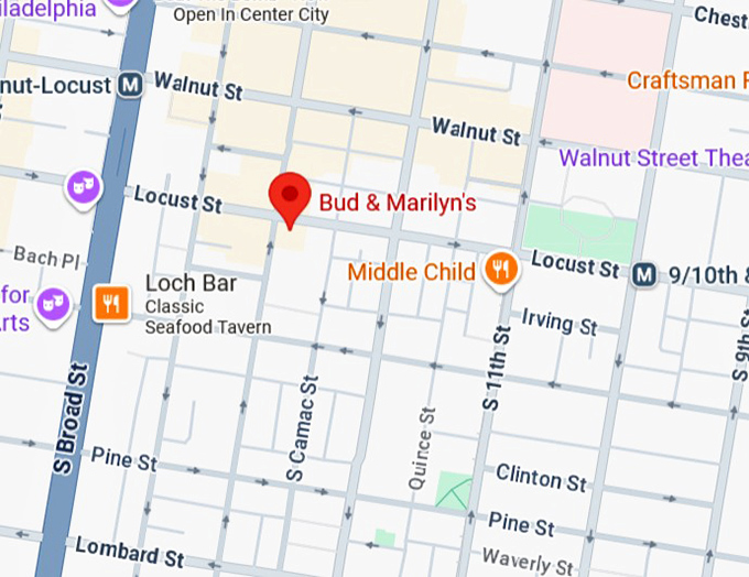 bud & marilyn&rsquo;s diner (1234 locust st) map