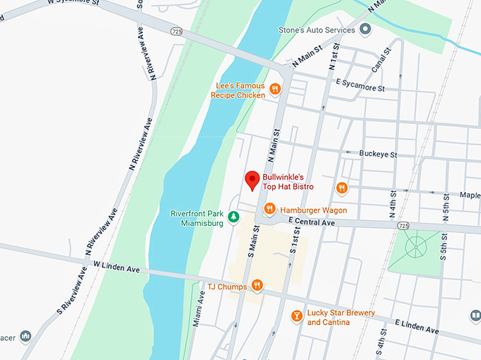 16. bullwinkle's top hat bistro map