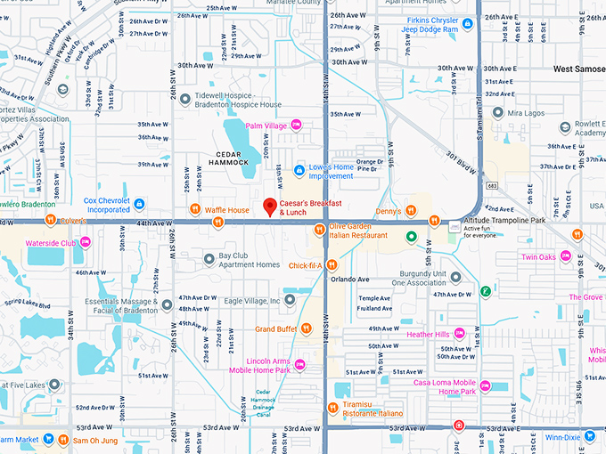 16. caesar's breakfast & lunch map