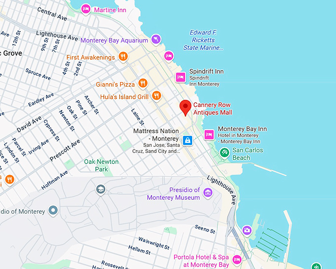 16. cannery row antiques mall map