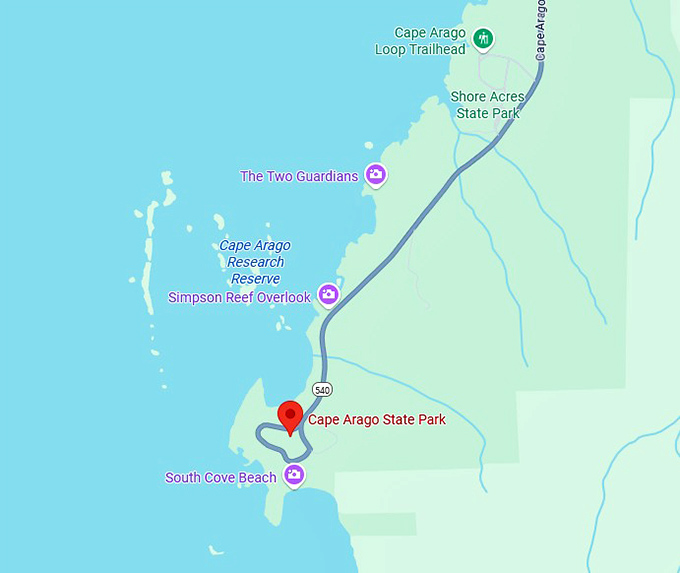 cape arago state park map