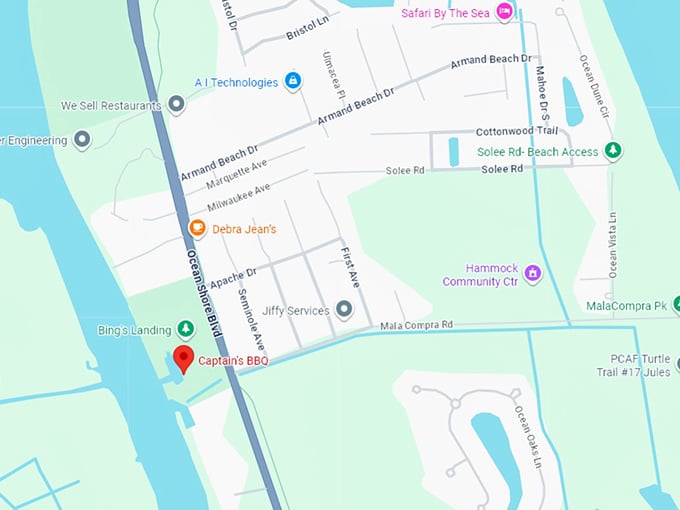 16. captain’s bbq (palm coast) map