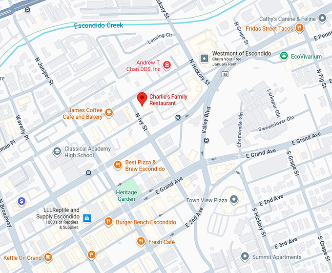 16. charlie's family restaurant map