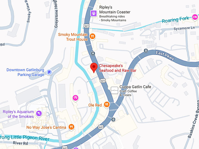 chesapeake's seafood and raw bar map