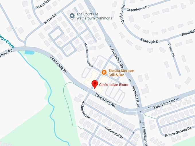 16. ciro's italian bistro map