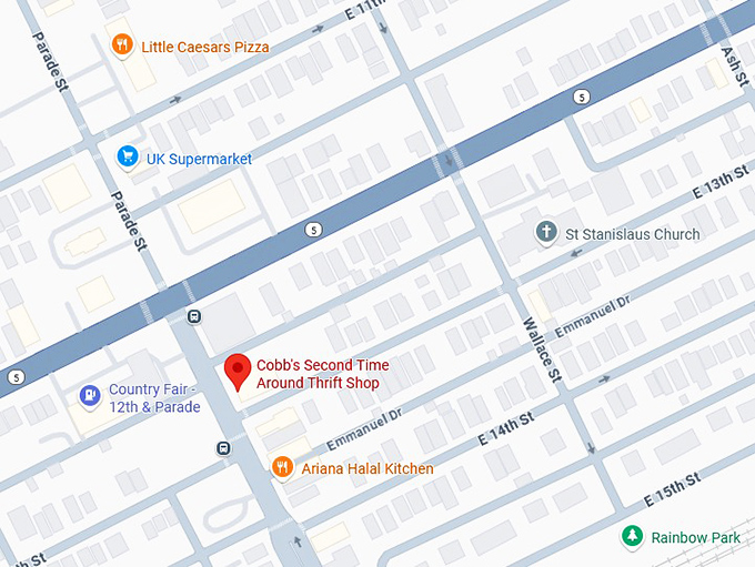 16. cobb's second time around thrift shop map