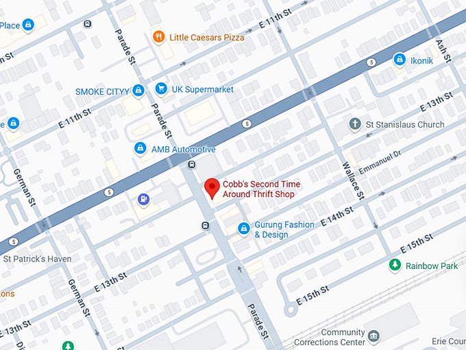 16. cobb's second time around thrift shop map