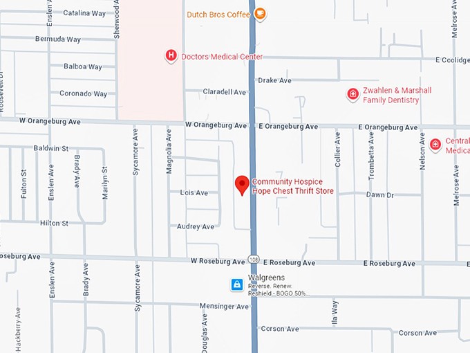 16. community hospice hope chest thrift store map