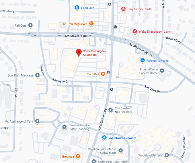 16. corbett's burgers & soda bar map