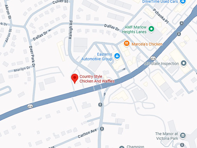 16. country style chicken and waffles map