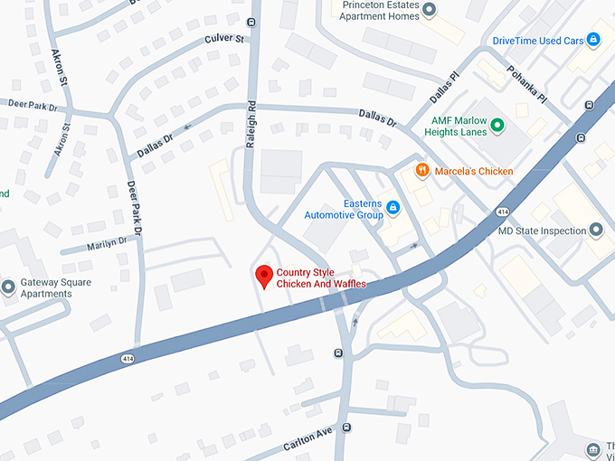 16. country style chicken and waffles map