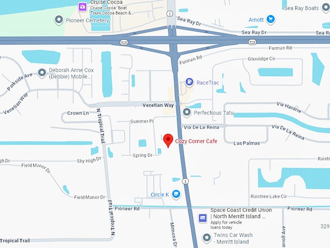 16. cozy corner cafe map