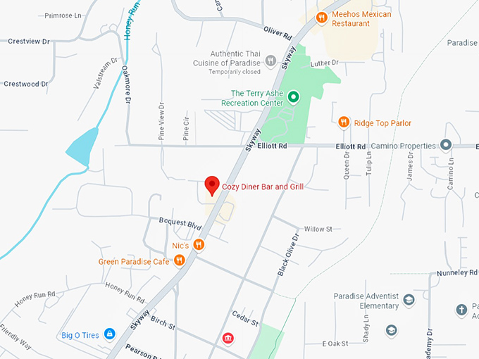 16. cozy diner bar and grill map