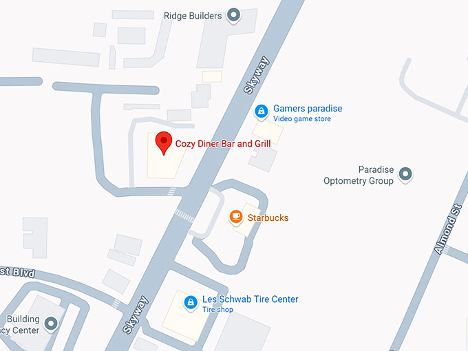 16. cozy diner bar and grill map