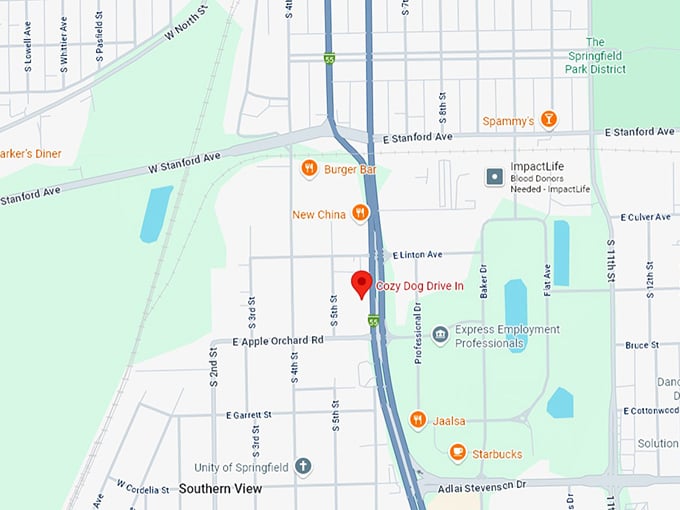 16. cozy dog drive in map