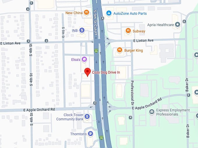 16. cozy dog drive in map