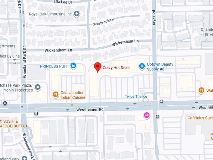 16. crazy hot deals (11324 westheimer rd) map