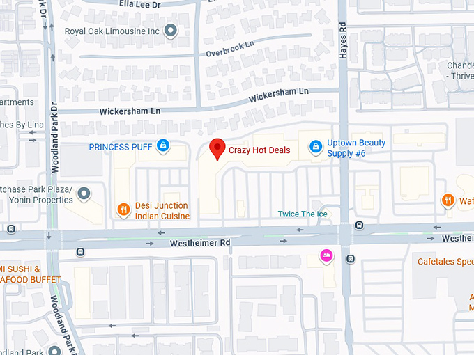16. crazy hot deals (11324 westheimer rd) map