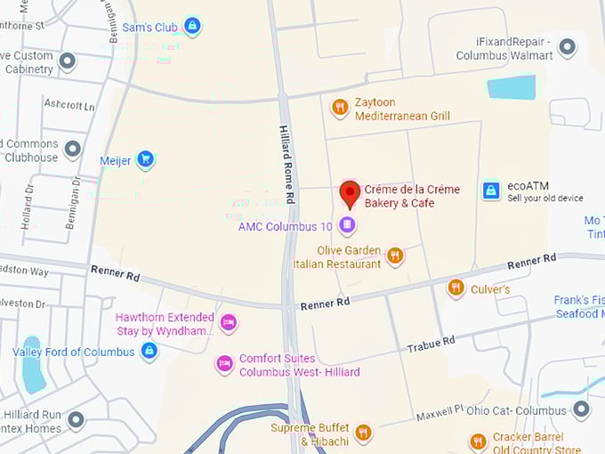 16. cr&eacute;me de la cr&eacute;me bakery & cafe map