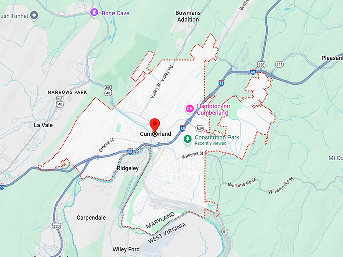 16. cumberland, md map