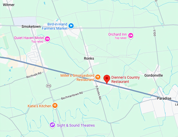 16. dienner's country restaurant map