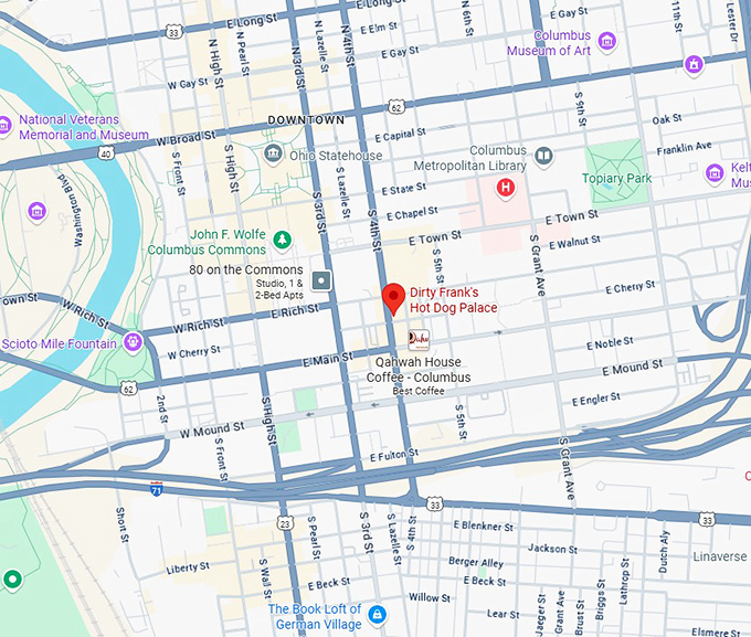 16. dirty frank's hot dog palace map