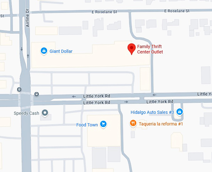 16. family thrift center outlet (127 little york rd) map