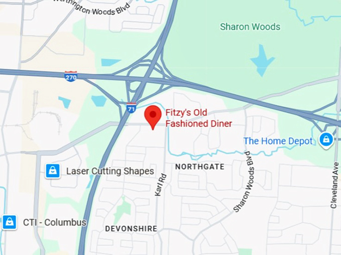 16. fitzy's old fashioned diner map