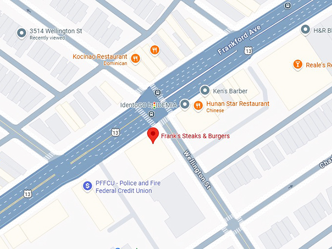 frank's steaks & burgers map