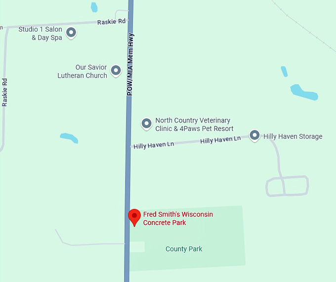 16. fred smith's wisconsin concrete park map