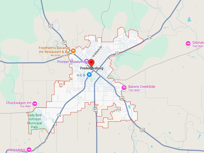 16. fredericksburg, tx map