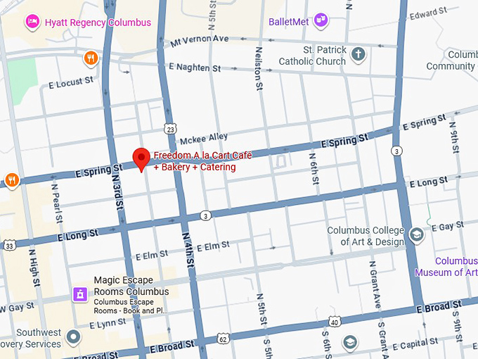 16. freedom a la cart caf&eacute; + bakery + catering map