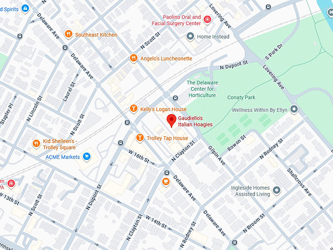 16. gaudiello's italian hoagies map