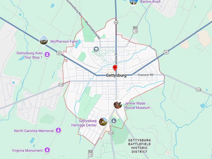 16. gettysburg, pa map