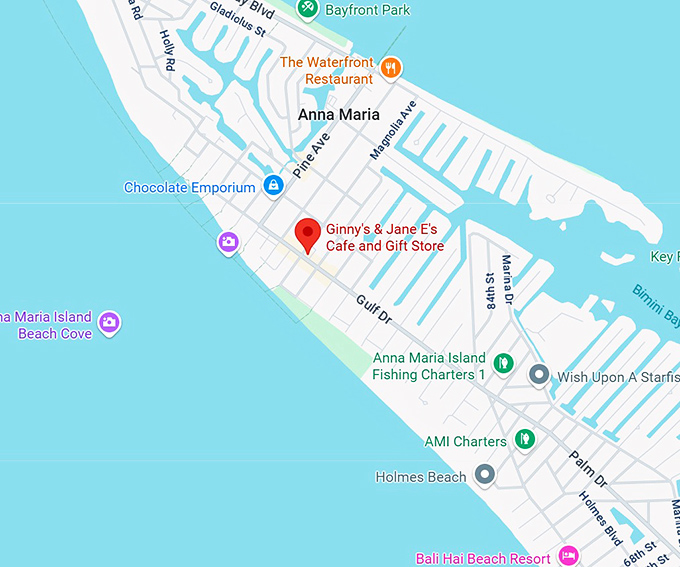 16. ginny's & jane e's cafe and gift store map