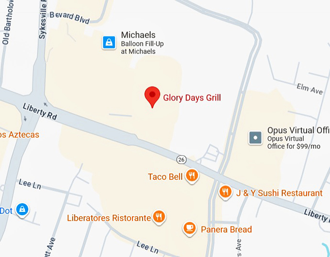 16. glory days grill map