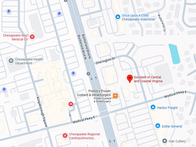 16. goodwill of central and coastal virginia (121 sherington dr, chesapeake) map