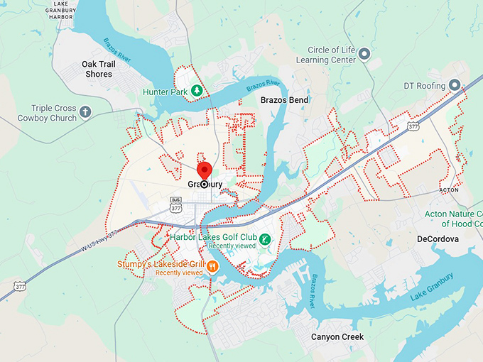 16. granbury, tx map
