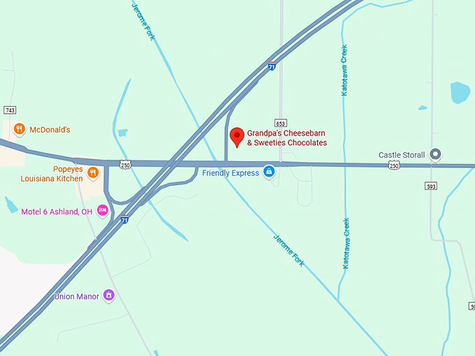16. grandpa's cheesebarn & sweeties chocolates map