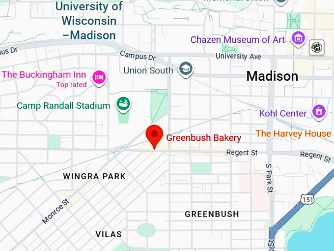 16. greenbush bakery (1402 regent st) map
