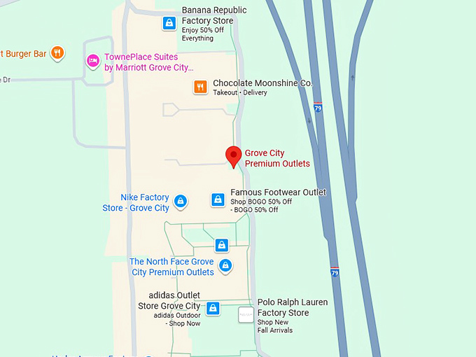 16. grove city premium outlets map