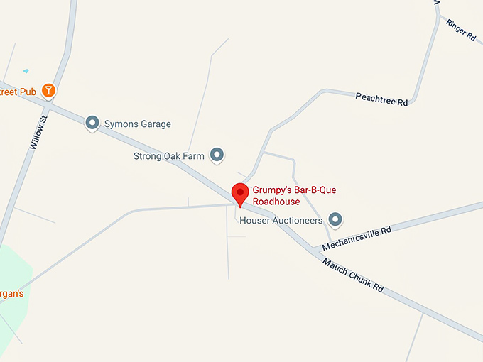 16. grumpy's bar b que roadhouse map