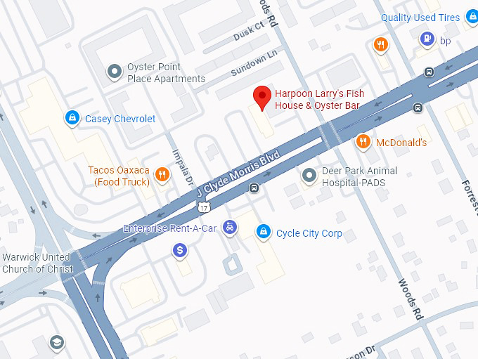 16. harpoon larry's fish house & oyster bar map
