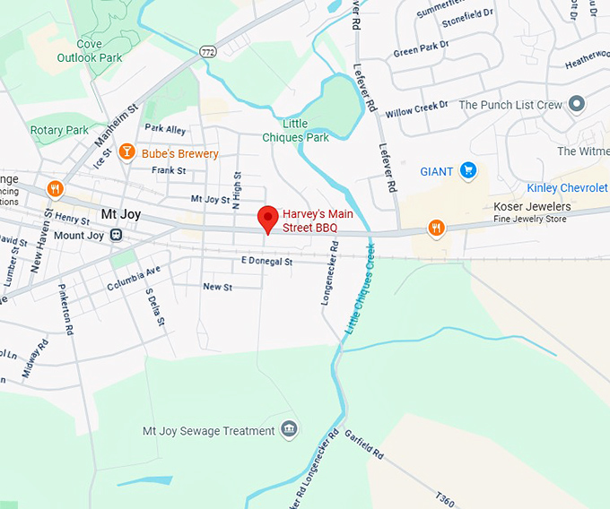 16. harvey's main street bbq map